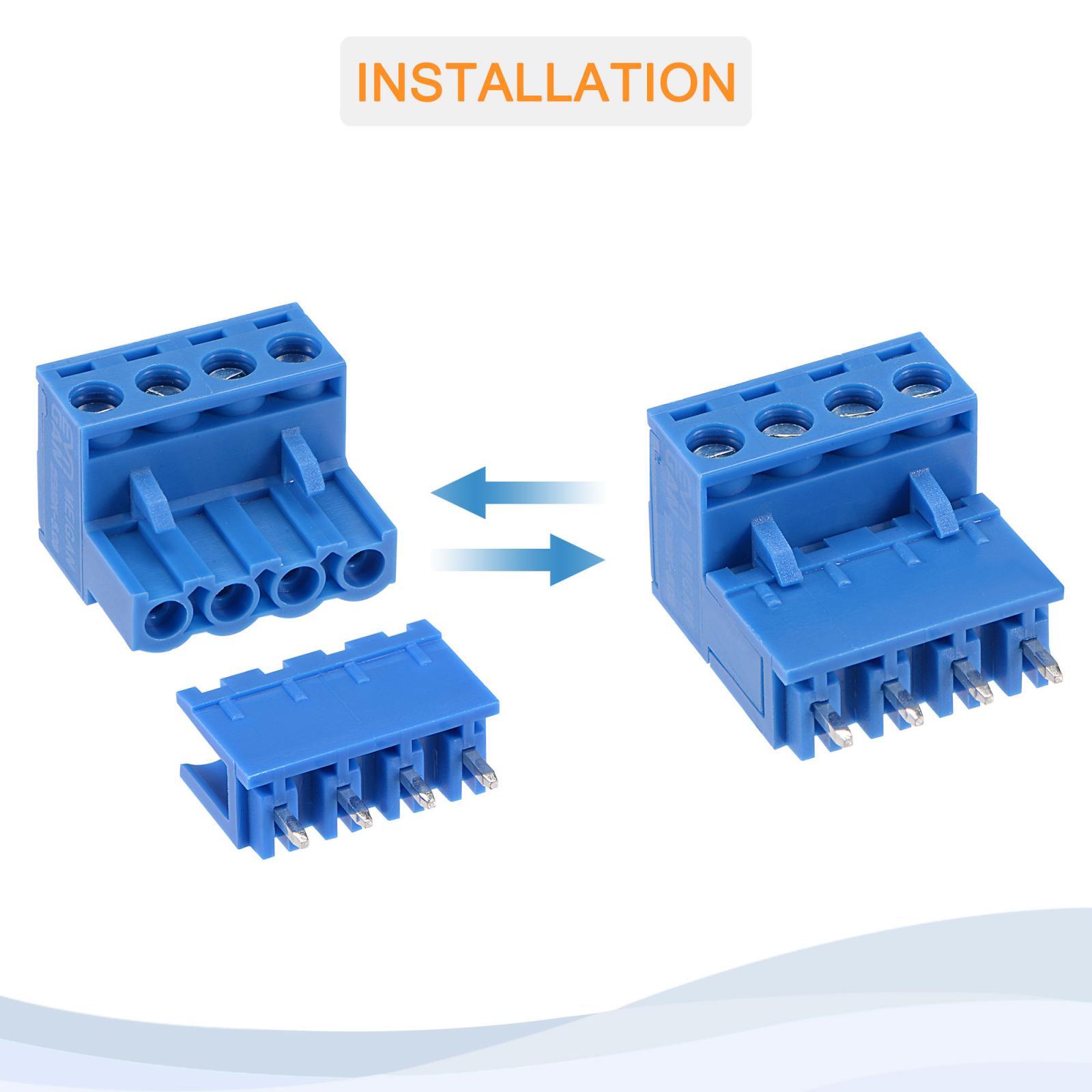 PCB Mount Screw Terminal Block 5.08mm Pitch 4 Pin 15A Straight Plug-in ...