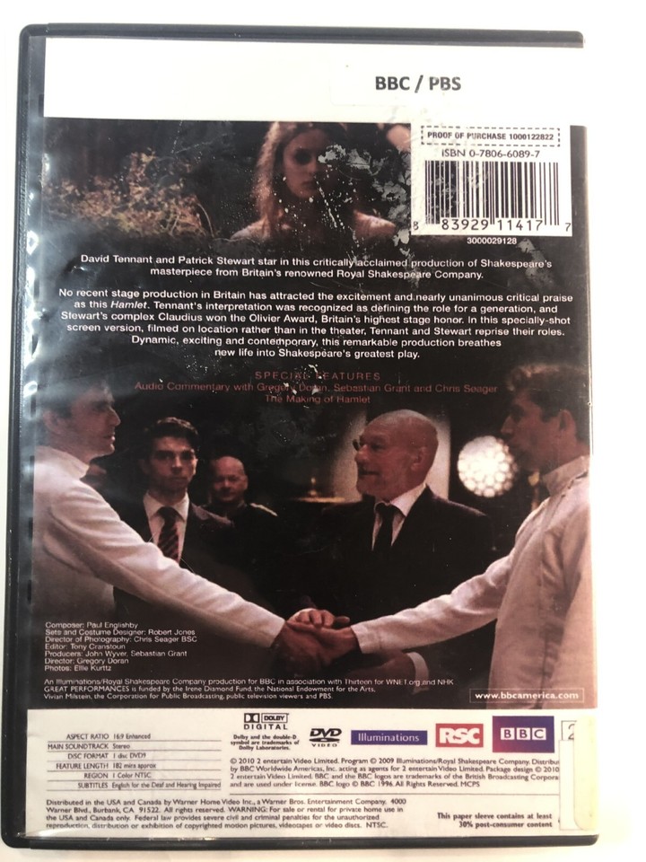 PBS BBC Hamlet (DVD, 2010) Royal Shakespeare Co David Tennant Patrick ...