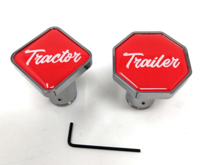 Trailer & Tractor semi truck SET Air Brake Knob chrome screw on red | eBay