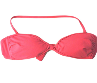 J. CREW ITALIAN MATTE TAB FRONT BANDEAU BIKINI TOP b8878 NEON ROSE SWIM ...