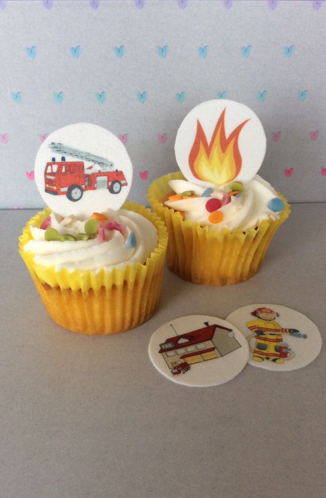 24 Fireman Fire Engine Premium Cupcake Cake Toppers Edible Rice Wafer ...