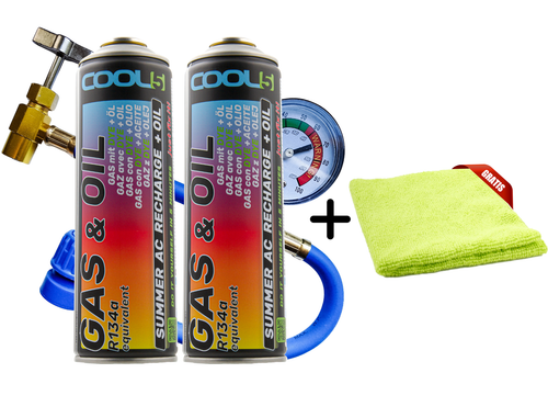 R12/R134a A/C gas Refill Kit 2x 2 in 1 + A/C line Cool5 replacement ...