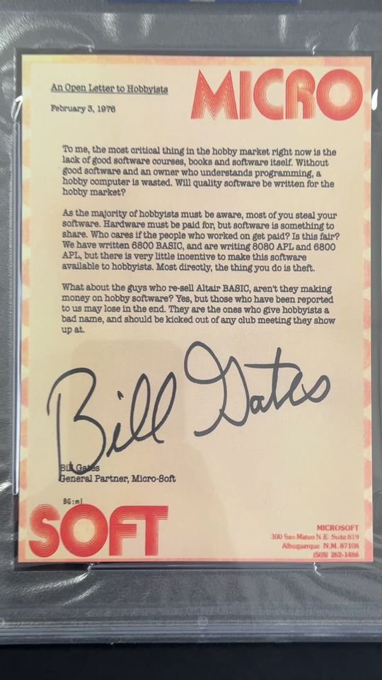 Bill Gates Signed 1976 Microsoft Letter PSA/DNA Encapsulated AUTO | eBay