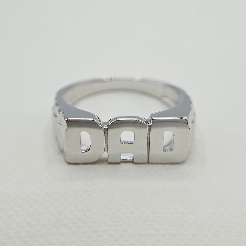 Gents Men's Solid Sterling Silver DAD Ring | eBay UK