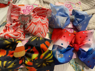 JoJo Siwa Large Bows Holiday Lot Cheer Ombré Dance Hair Bow Candy Cane ...