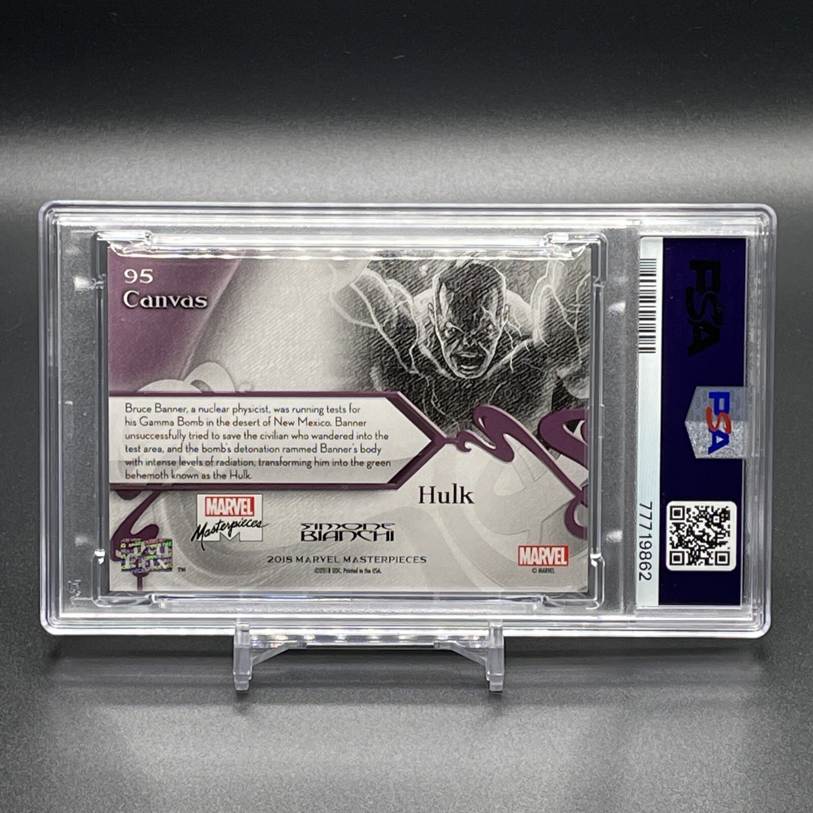 2018 Upper Deck Marvel Masterpieces Canvas Gallery Hulk #95 PSA 10 Gem ...