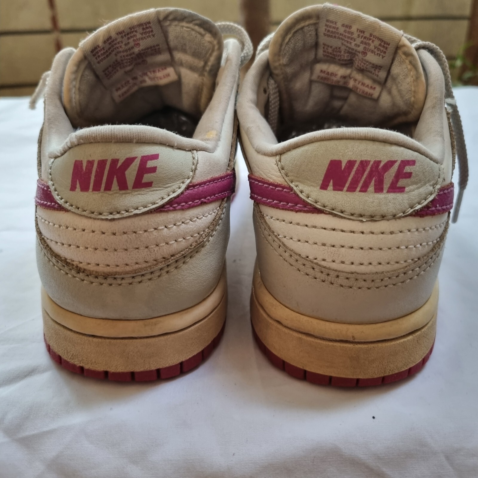 Nike Dunk Low Vintage Sneakers White Pink Grey Rare S… - Gem