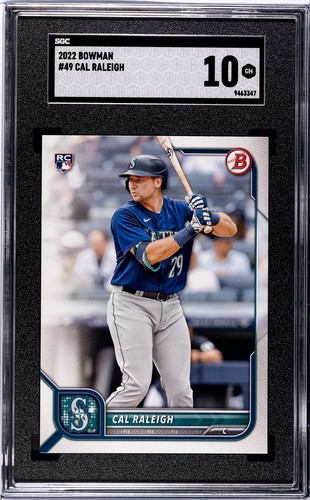 2022 Cal Raleigh Bowman Rookie Card #49 Seattle Mariners SGC 10 Gem ...