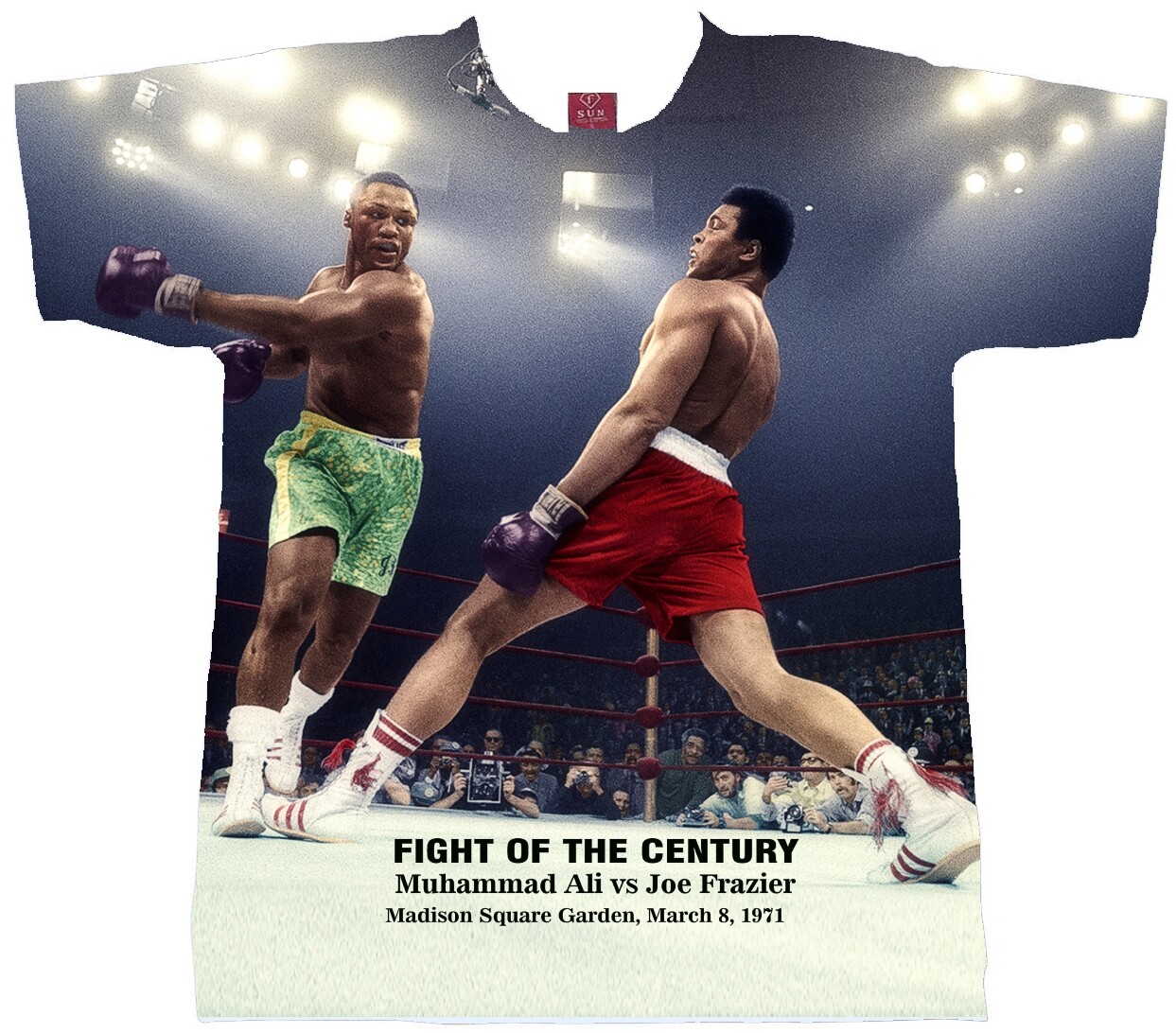 MUHAMMAD ALI vs JOE FRAZIER T-SHIRT. FIGHT OF THE CENTURY. Black ...