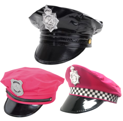 Police Hat UK Pink Police Fancy Dress Accessories US Force Cop Cap Hen ...