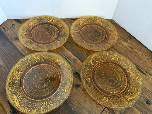 Vintage Tiara Indiana Glass Amber Sandwich Sandwich/Salad Plates Set of ...