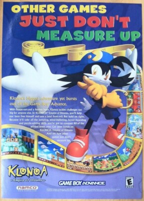 2001 Klonoa: Empire of Dreams GBA Print Ad/Poster Authentic Video Game ...