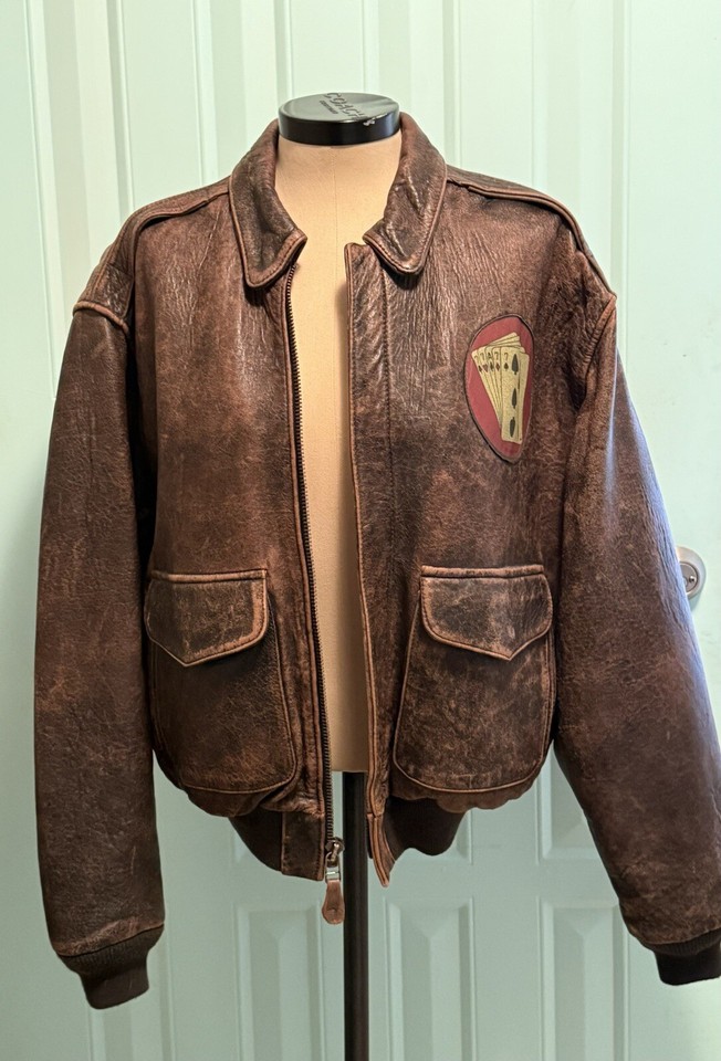 Avirex limited Type A2 Army Air Forces Leather Bomber Jacket Size Lg | eBay
