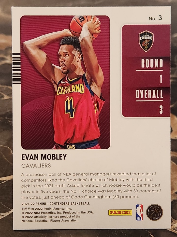 2021-22 Panini Contenders EVAN MOBLEY - DRAFT CLASS RC Rookie #3 | eBay