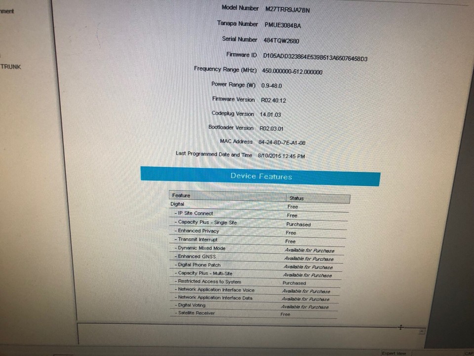 MOTOROLA XPR8400 UHF 450-512 MHZ 40 WATT DIGITAL CAPACITY PLUS TRUNKED ...