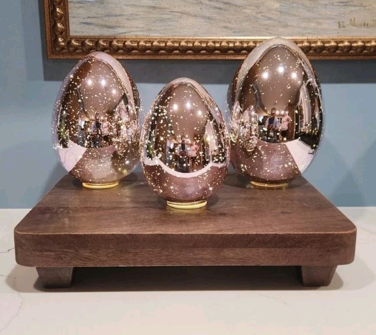 Set Of 3 Pink Illuminated Mercury Glass Eggs By Valerie Parr Hill ...