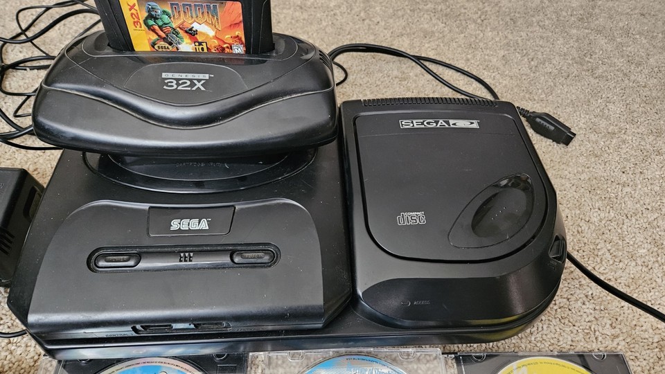 Sega Genesis Tower of Power CD 32X Video Game Consoles Lot W/ Cords ...