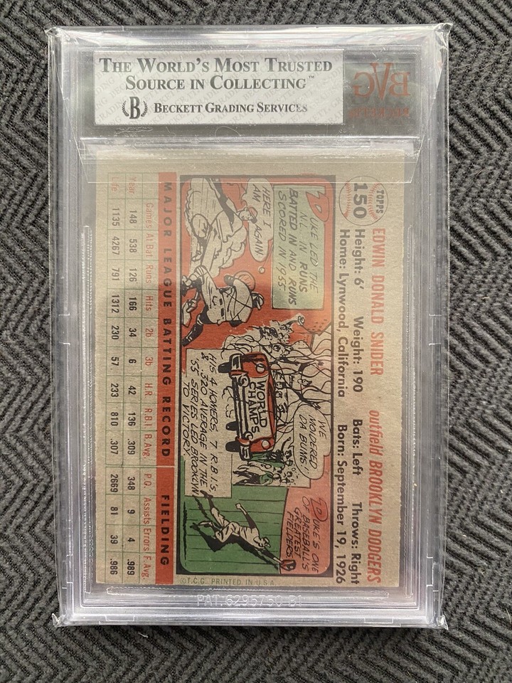 1956 Topps Duke Snider 150 Gray Back OC | eBay