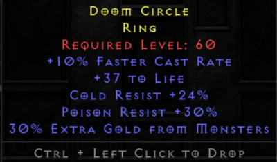 D2r Rare ring fcr ring 10fcr 37life 24cr 30pr 30eg gold find ring--non ...