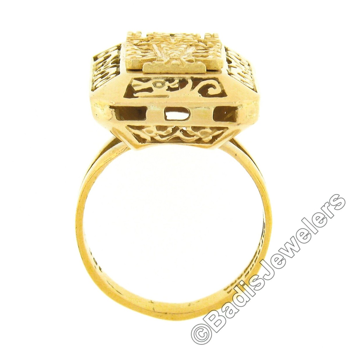 Peruvian 18k Gold Ring Peru 18K Yellow Gold Inca Warrior Heavy Signet