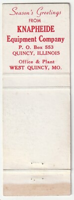 MATCHBOOK COVER - KNAPHEIDE EQUIPMENT - QUINCY ILLINOIS - CHRISTMAS | eBay