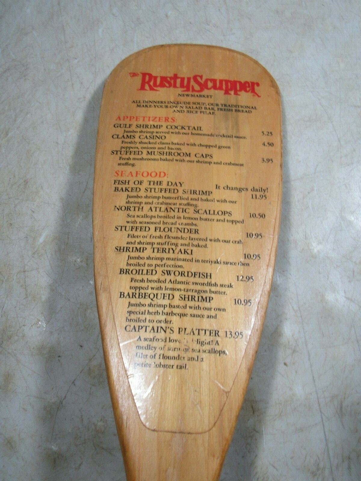 Vintage 1970s The Rusty Scupper Newmarket PA Restaurant Paddle Oar Menu ...