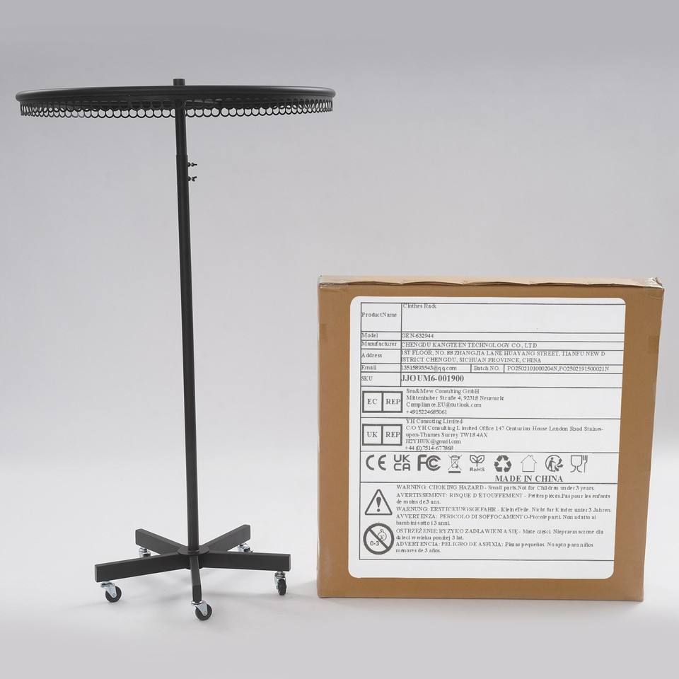 Round Rotating Clothing Rack Black Retail Garment Display Rack Hanging ...