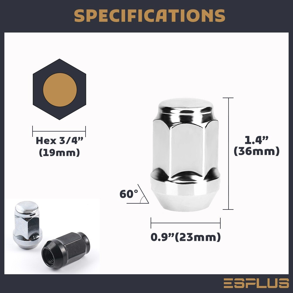 20 Pc Subaru Lug Nut M12x1.25 Black Fit Ascent/BRZ/Crosstrek/Forester ...