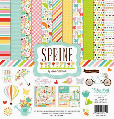 Spring Flowers Bloom Rain Windy Sunshine Butterflies Scrapbook Page Kit ...
