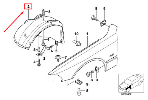 NEW BMW 5 E39 FRONT RIGHT INNER FENDER LINING 8159424 51718159424 97-02 ...