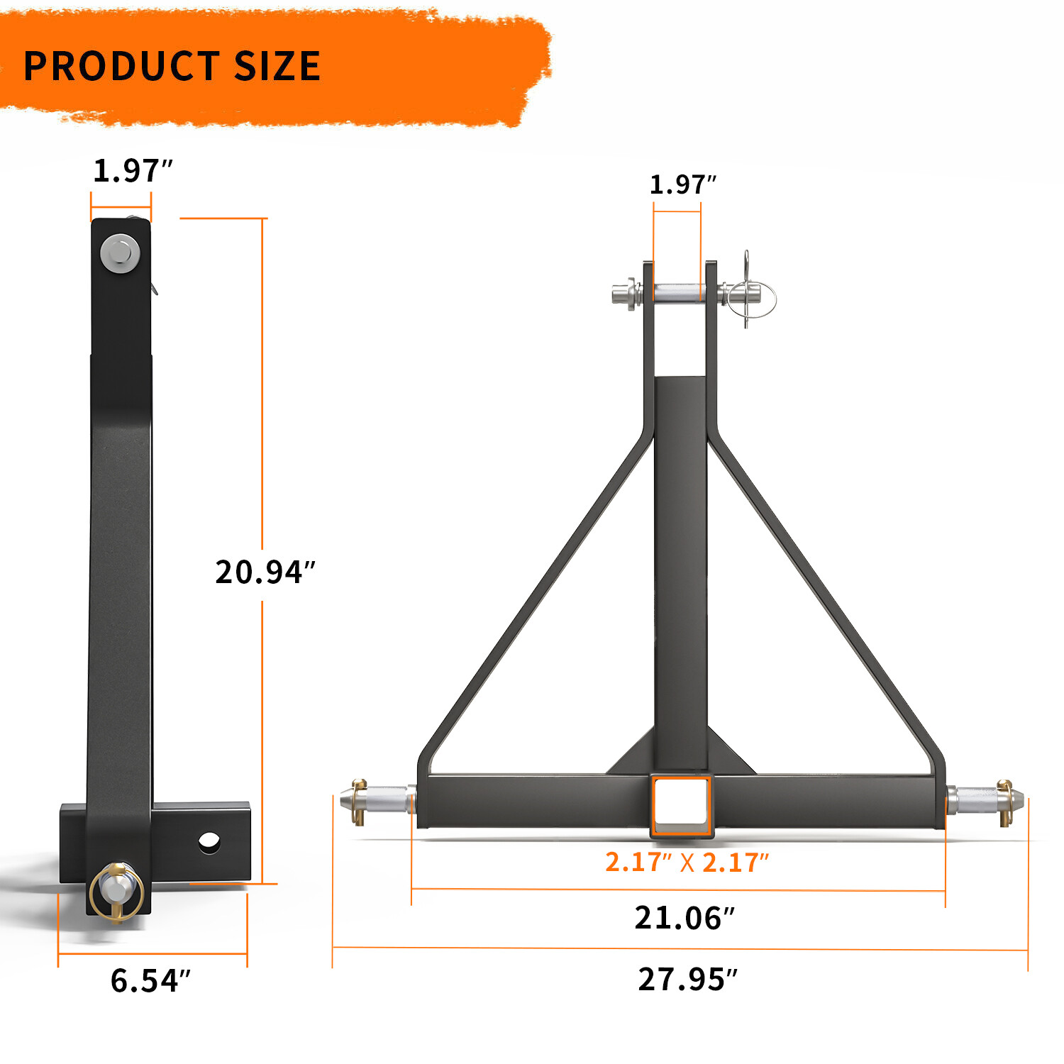 3 Point 3 Pt Trailer Hitch Tow Drawbar Adapter 2'' Receiver for ...