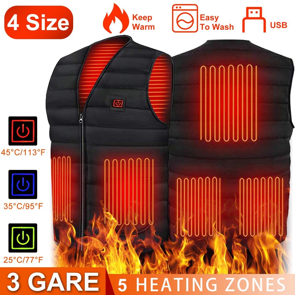 Electric Heated Vest Heated Jacket Heated Jacket Winter USB Coat With ...