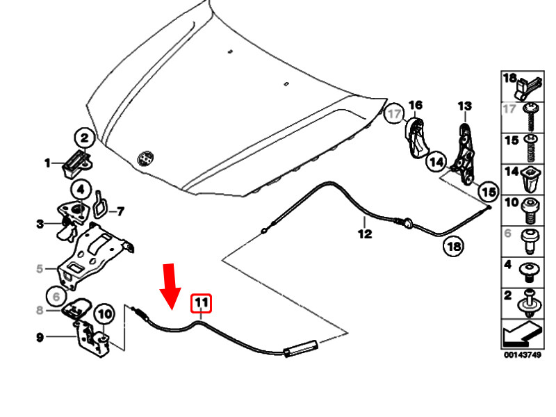 BMW E90 3 Series Bonnet Release Cable 51237184432 for sale online | eBay