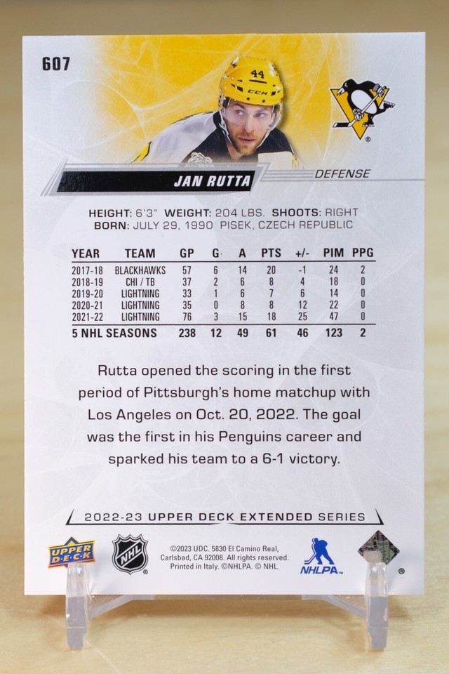 2022-23 Upper Deck Ext Base #607 Jan Rutta - Pittsburgh Penguins | eBay