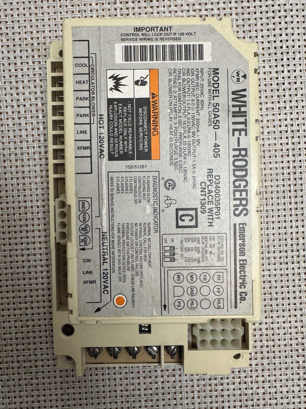 D340035P01 White Rodgers Control Board 50A50-405 | eBay