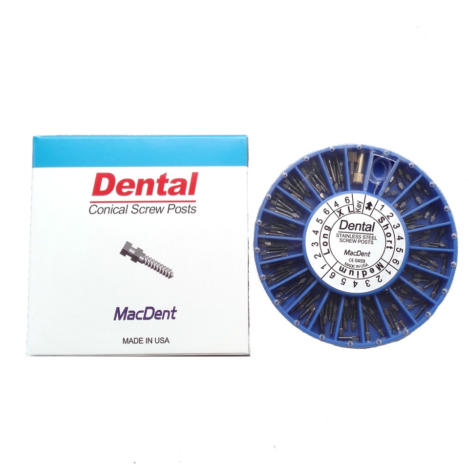 MacDent Dental Screw Posts Pins Conical Root Canal Plated SST /Titanium ...
