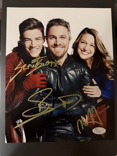 Grant Gustin Stephen Amell Melissa Benoist Autographed Signed 8x10 JSA ...