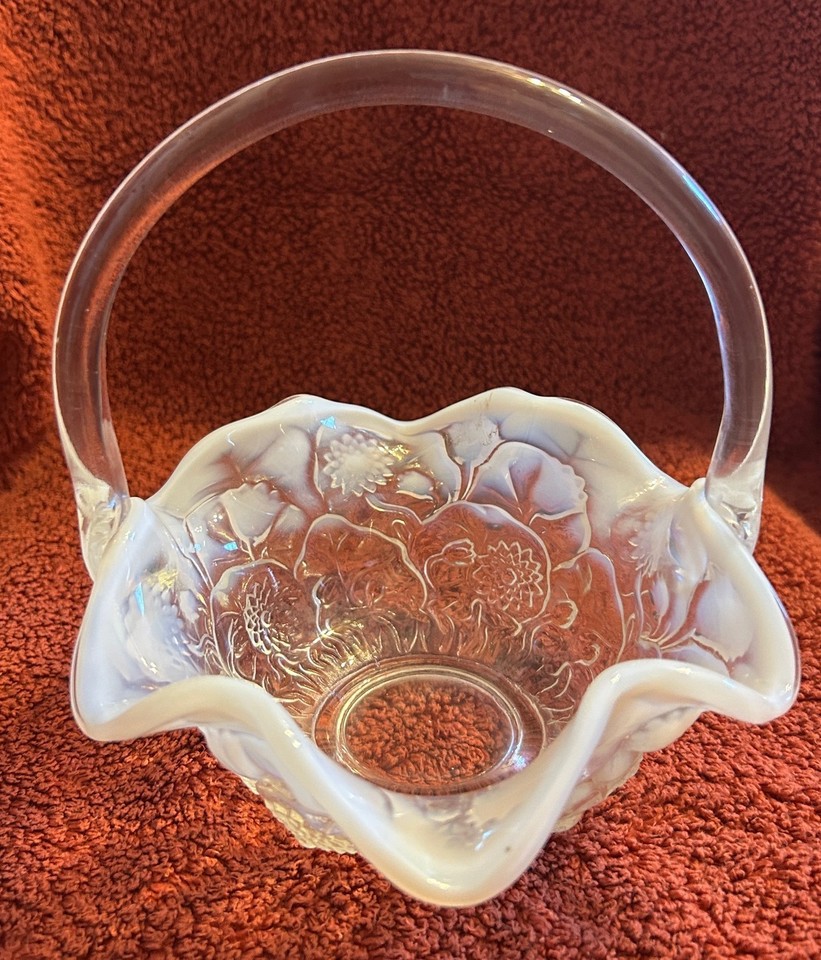 Fenton Water Lily White French Opalescent Basket | eBay