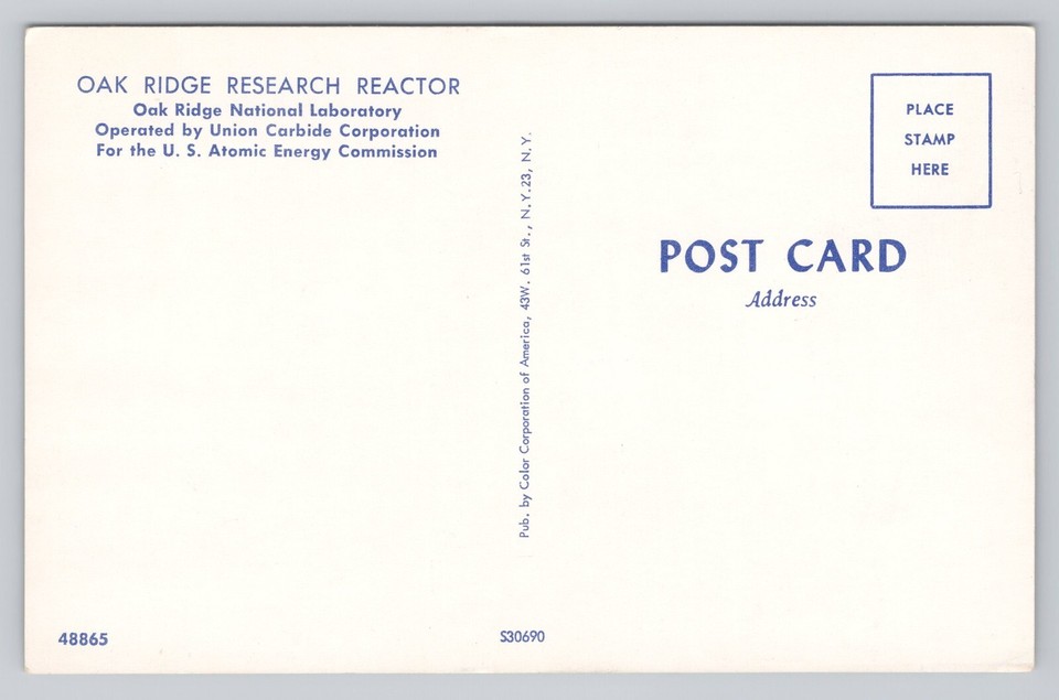 Postcard Oak Ridge Research Reactor Oak Ridge National Laboratory | eBay