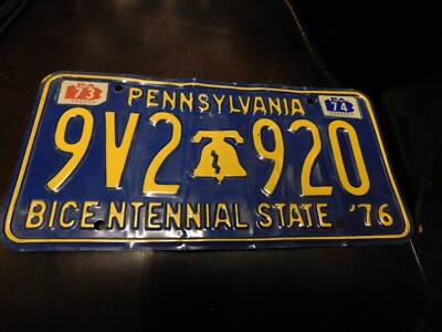 Pennsylvania License Plate PA # 9V2 920 Expired Tag Bicentennial ...