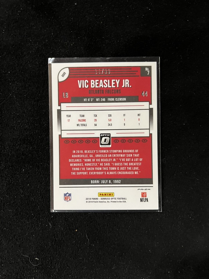2018 Donruss Optic Red #7 Vic Beasley Jr. /99 ATLANTA FALCOLNS! | eBay