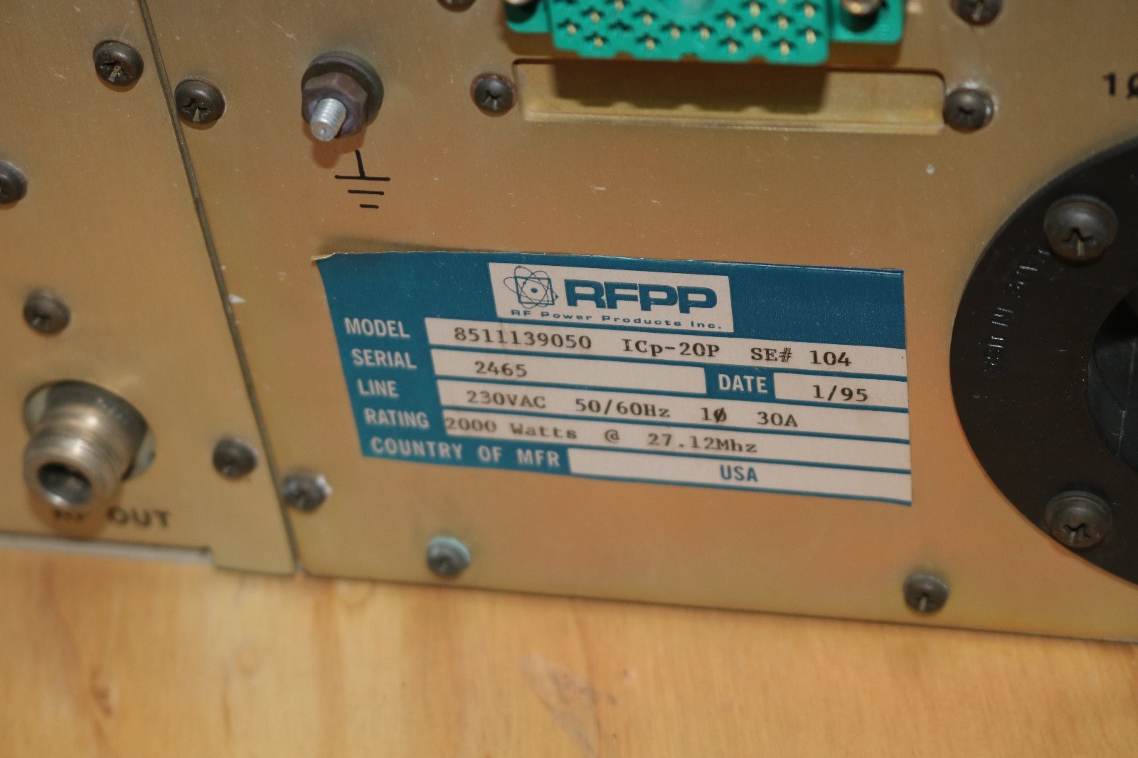 Advanced Energy RFPP ICP 20P 2000 Watt 27.12MHZ 8511139050 | eBay