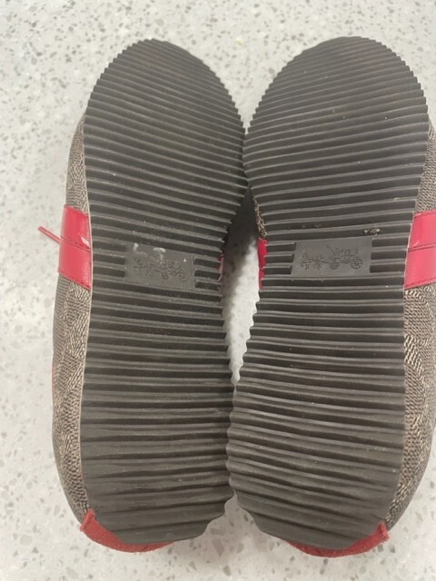 Coach Ivy Logo Signature Red/Brown Leather Sneakers W… - Gem
