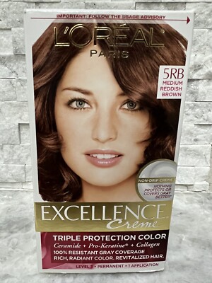 L'Oreal Paris Excellence Creme Permanent Hair Color, 5RB MEDIUM REDDISH ...