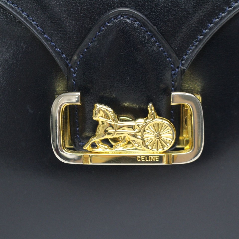 (IS234)CELINE Celine Carriage Hardware Vintage Leather Shoulder Bag ...