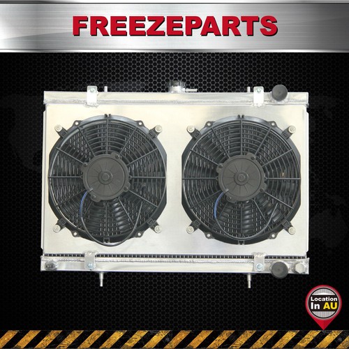 2 Rows Aluminum Radiator +Fan Shroud + Fans For NISSAN SKYLINE R32 MT ...