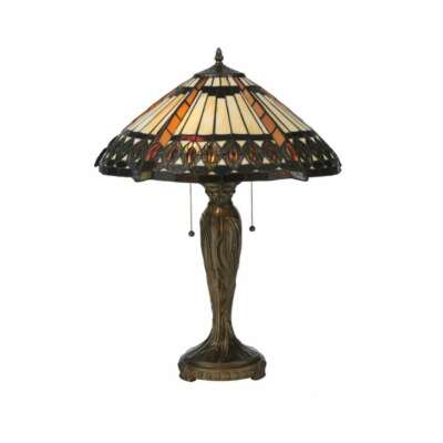 Meyda Lighting 25'H Cleopatra Table Lamp, Beige Amber Zag Ha Xag ...