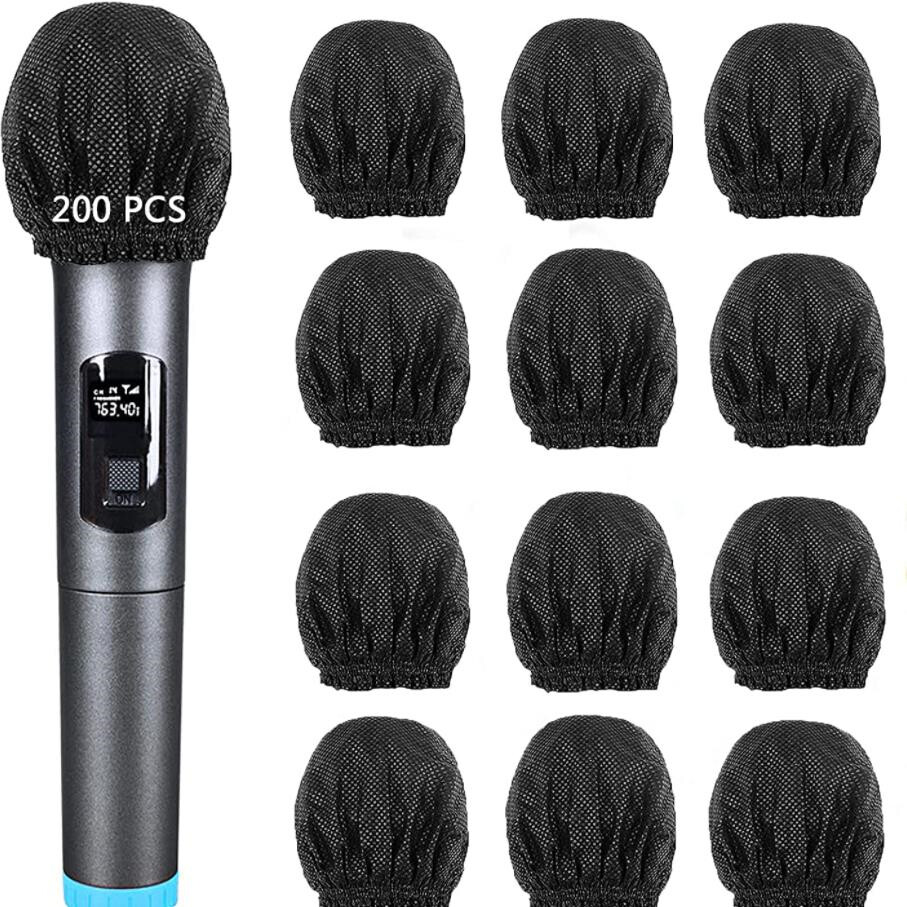 Disposable Sanitary Microphone Cover Karaoke Black Mic non-woven 50/100 ...