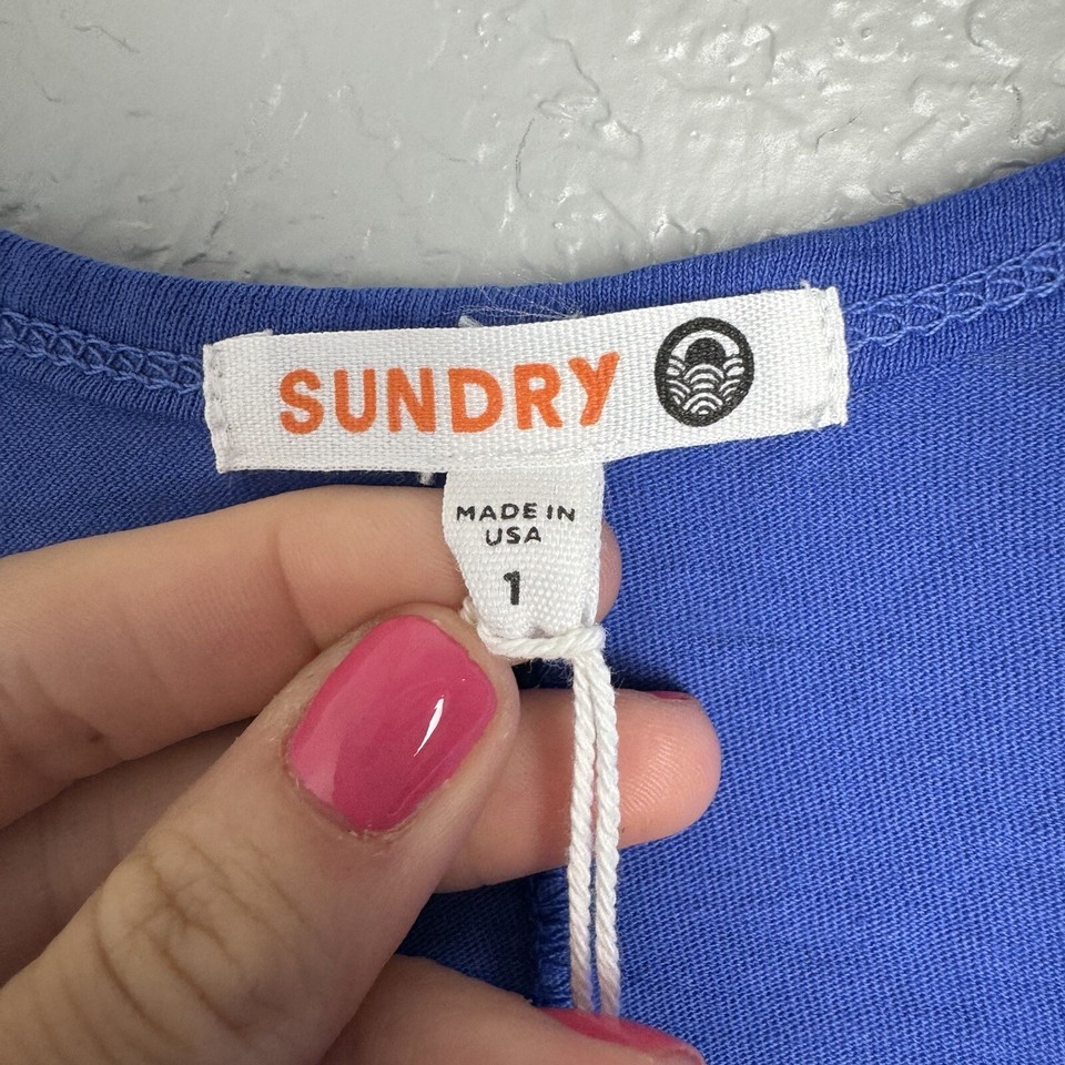 ANTHROPOLOGIE SUNDRY Boxy Tee Light Texture Jersey Royal Blue Size 1 ...