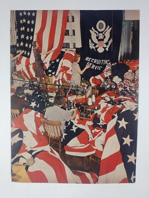 1940s OLD GLORY American Flag Factory 48 WWII Colorful Vintage Poster ...